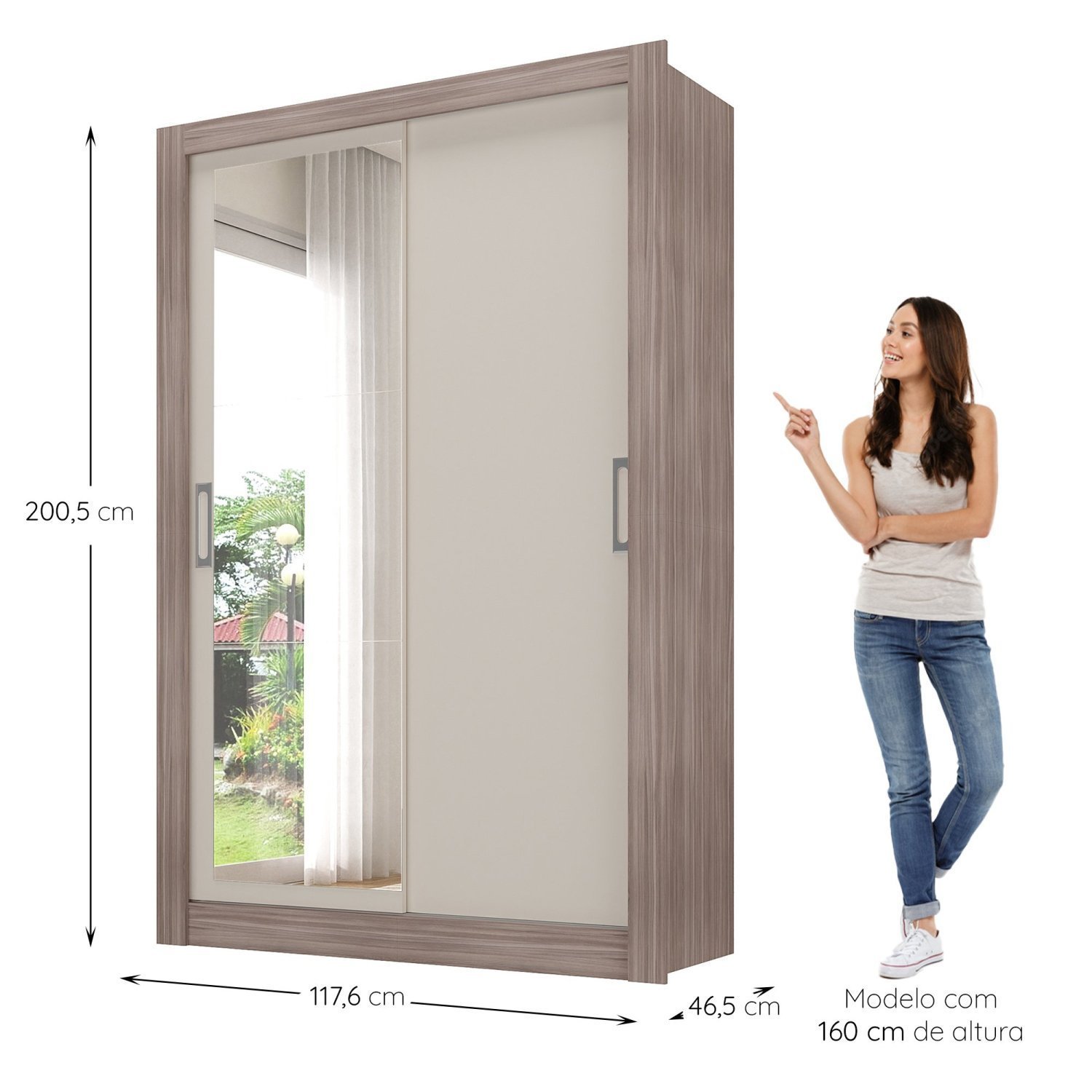 Guarda-roupa Solteiro 2 Portas com Espelho Ágata Yescasa | MadeiraMadeira