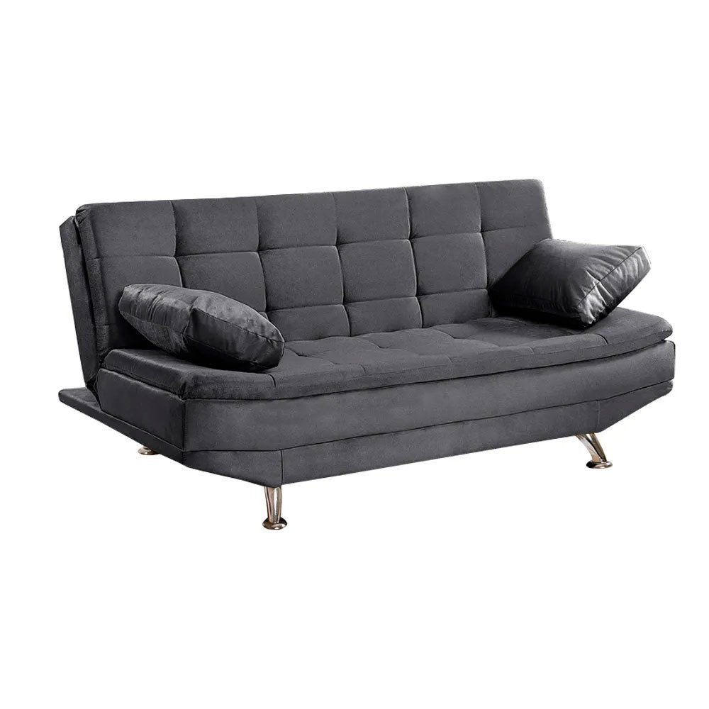 Sofá Cama Valencia 3 Lugares Reclinável Veludo Cinza - Speciale Home | MadeiraMadeira