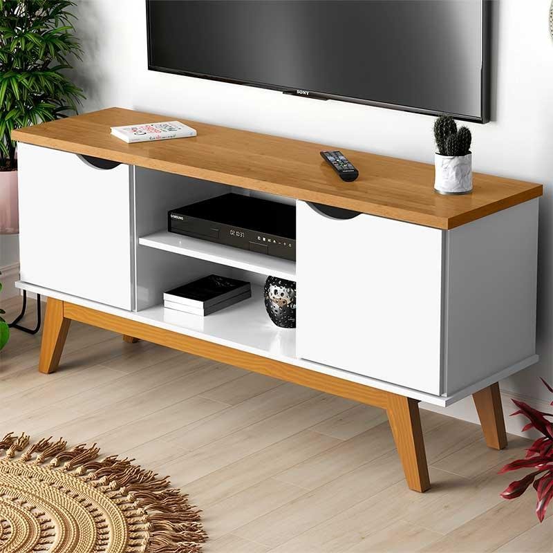 Rack Para TV Sala 46 Polegadas 140cm Prism 1.4 Patrimar Branco/Cinamomo ...