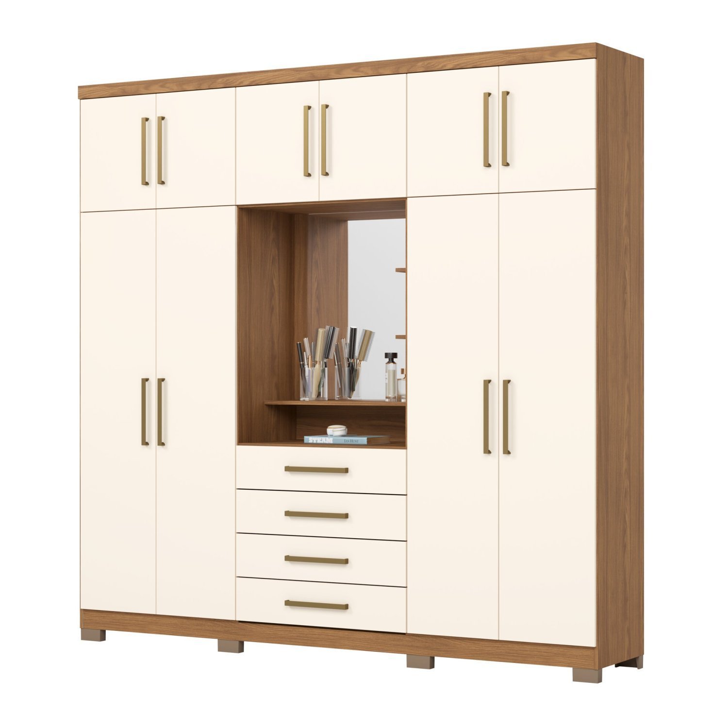 Guarda-roupa Casal 10 Portas com Espelho 4 Gavetas Viena | MadeiraMadeira