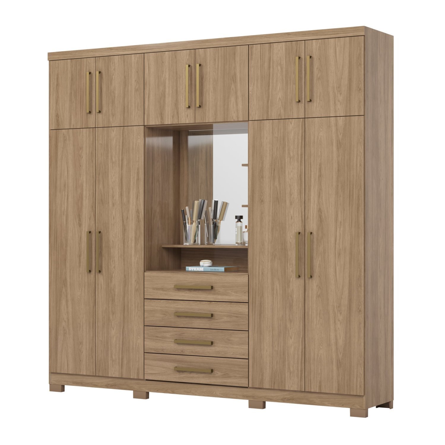 Guarda-roupa Casal 10 Portas com Espelho 4 Gavetas Viena | MadeiraMadeira