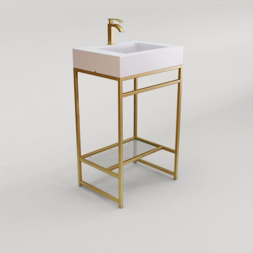 Gabinete De Banheiro Dalila Em Ferro Dourado Com Cuba Branca Fosca ...