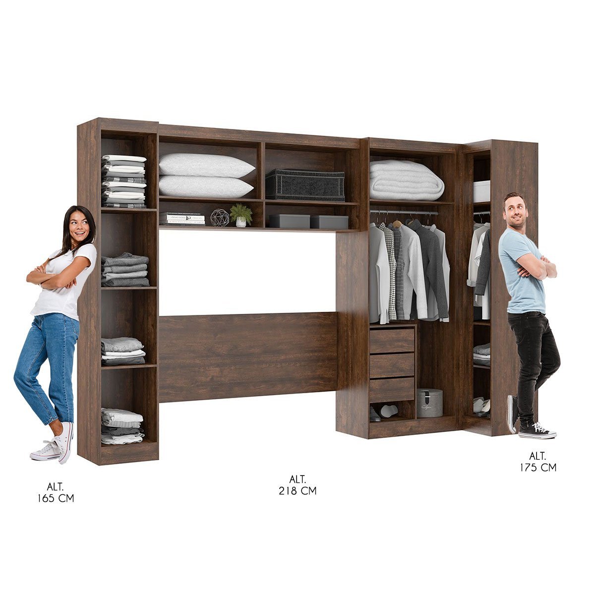 Guarda Roupa Modulado Completo Quarto Casal Selene 326/80x218 Cm 5 ...