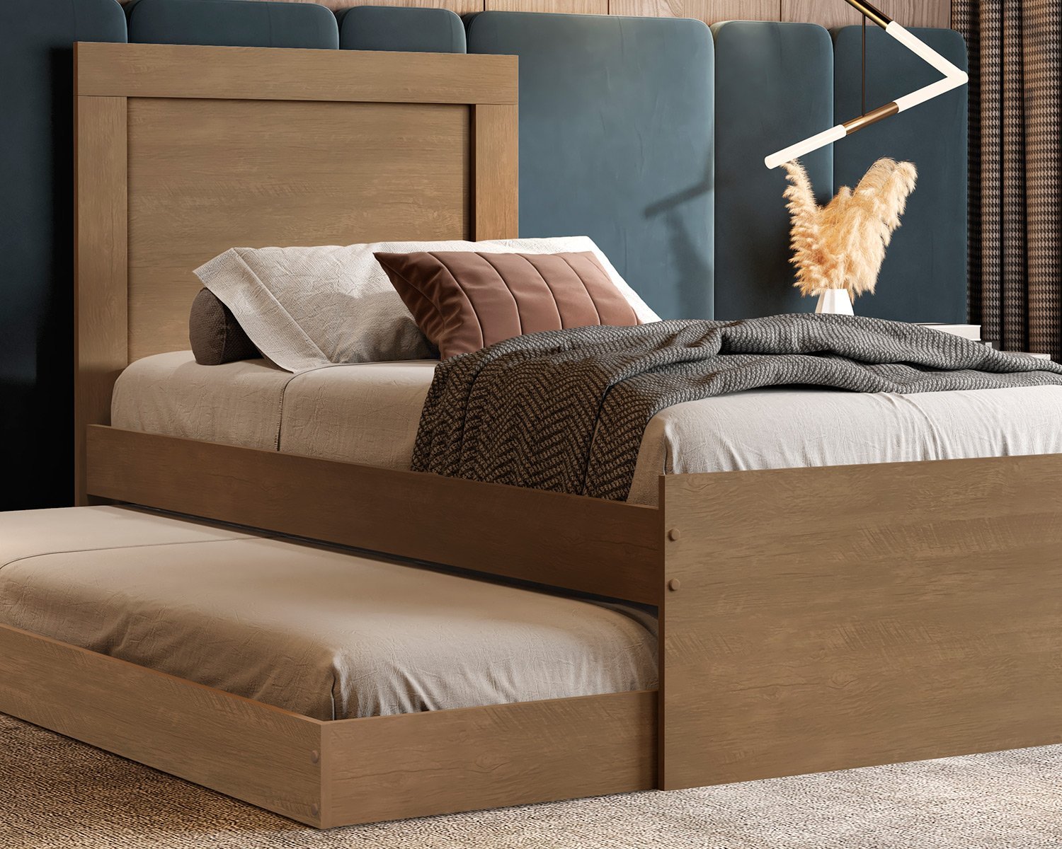 Bicama Solteiro Com Cama Auxiliar Bibox Luara Castanho | MadeiraMadeira