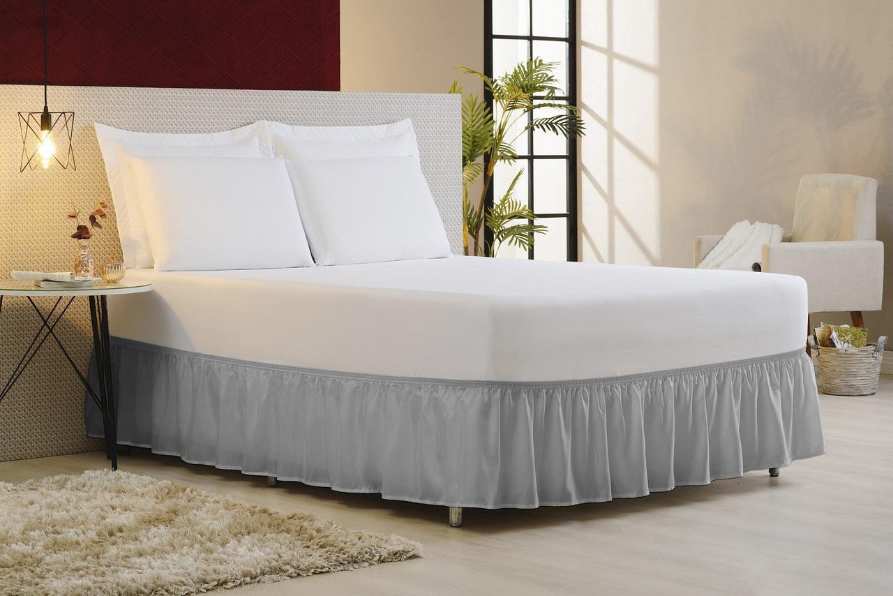 Saia para Cama Box Queen Size Elástico Ajustável - Cinza | MadeiraMadeira