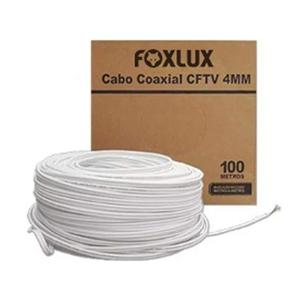 Cabo Coaxial Cftv Bipolar 80% 100M Foxlux | MadeiraMadeira