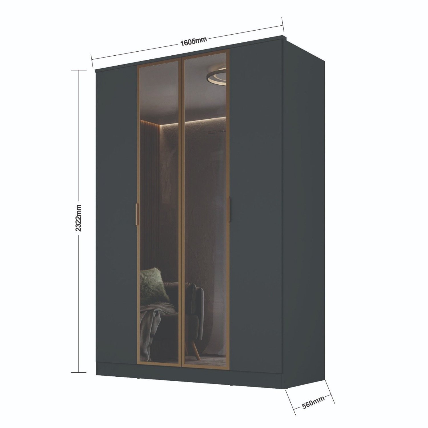 Guarda-roupa 4 Portas, 2 Mdf e 2 Reflecta Ravi | MadeiraMadeira