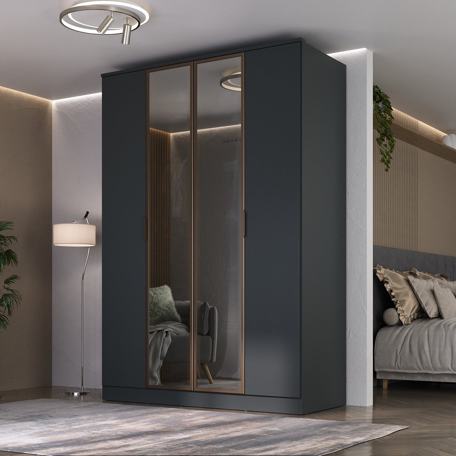 Guarda-roupa 4 Portas, 2 Mdf e 2 Reflecta Ravi | MadeiraMadeira