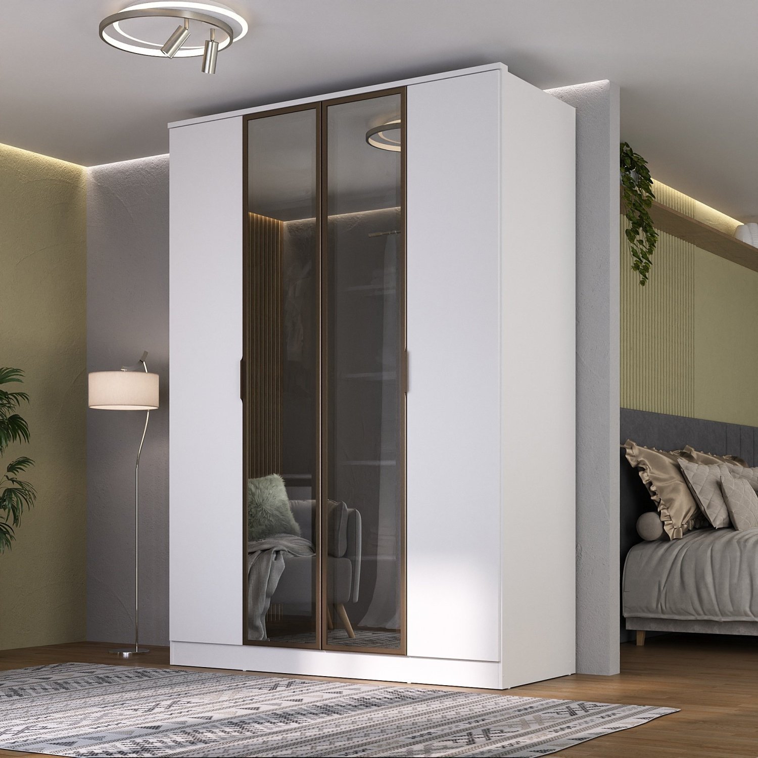 Guarda-roupa 4 Portas, 2 Mdf e 2 Reflecta Ravi | MadeiraMadeira