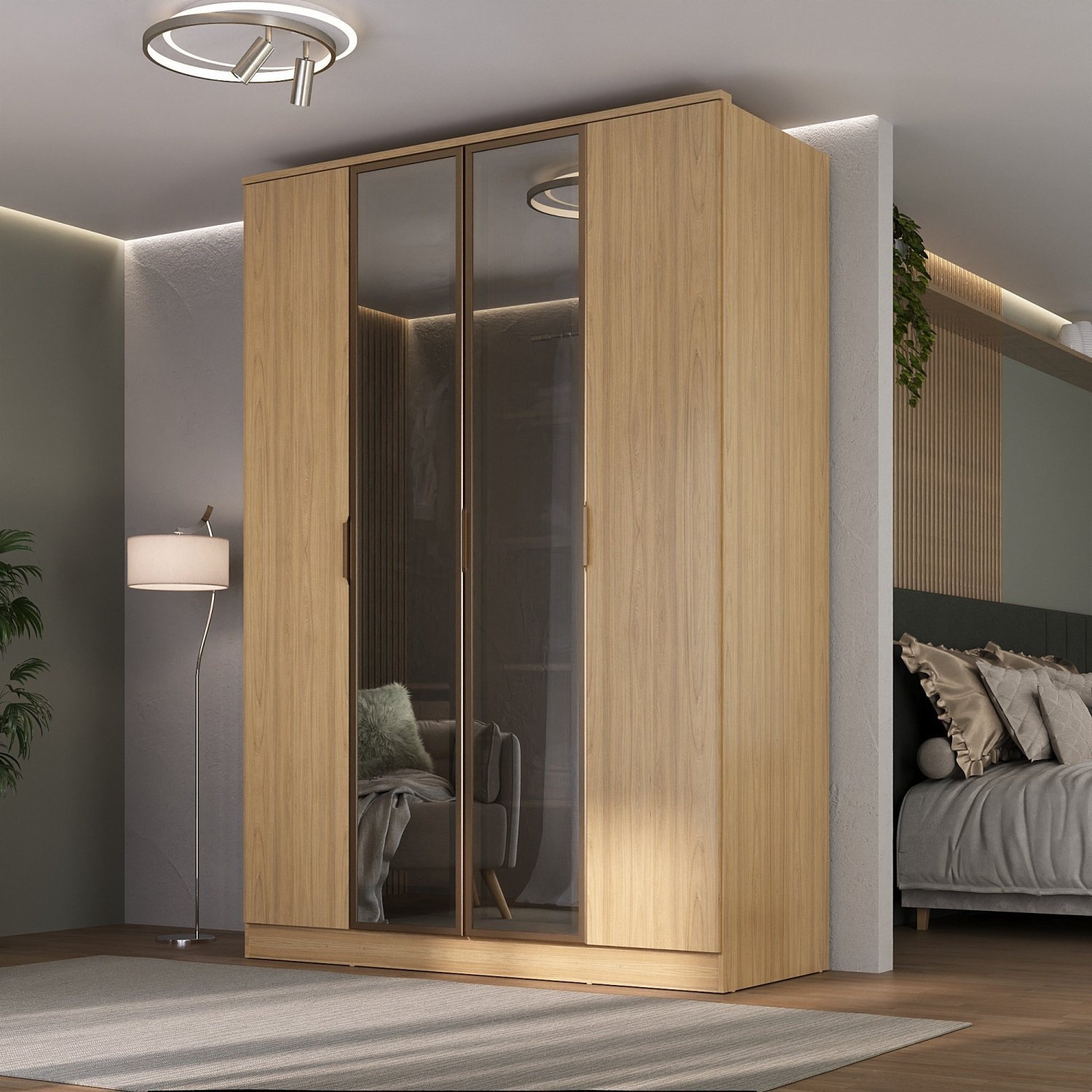 Guarda-roupa 4 Portas, 2 Mdf e 2 Reflecta Ravi | MadeiraMadeira