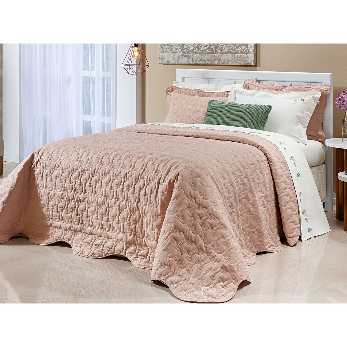 Cobre Leito Salmão Queen Size 200 Fios 100% Algodão 3 Peças 2,60m x 2 ...