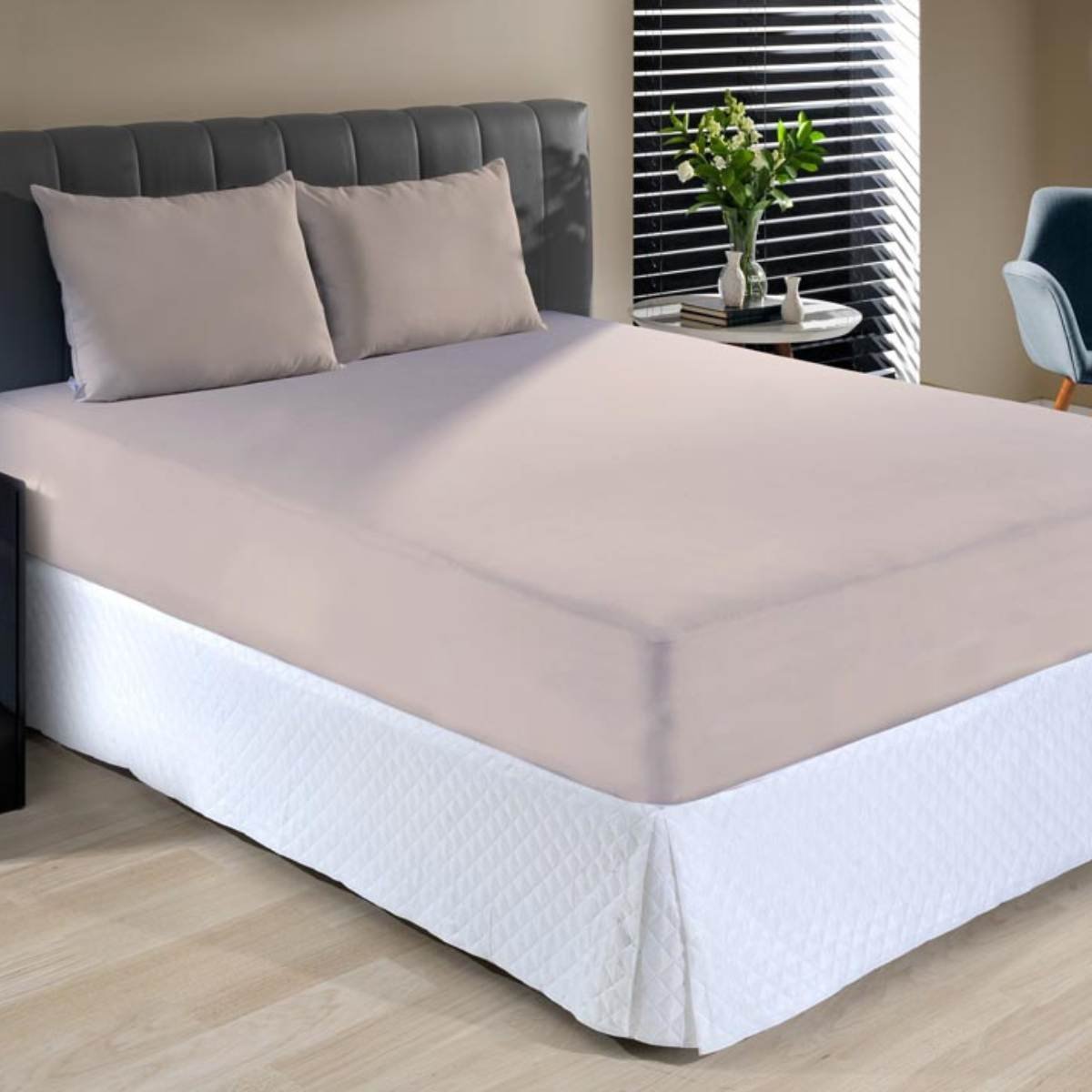 Lençol de Malha com Elástico Casal Rubi Liso 100% Algodão Bege Sbx ...