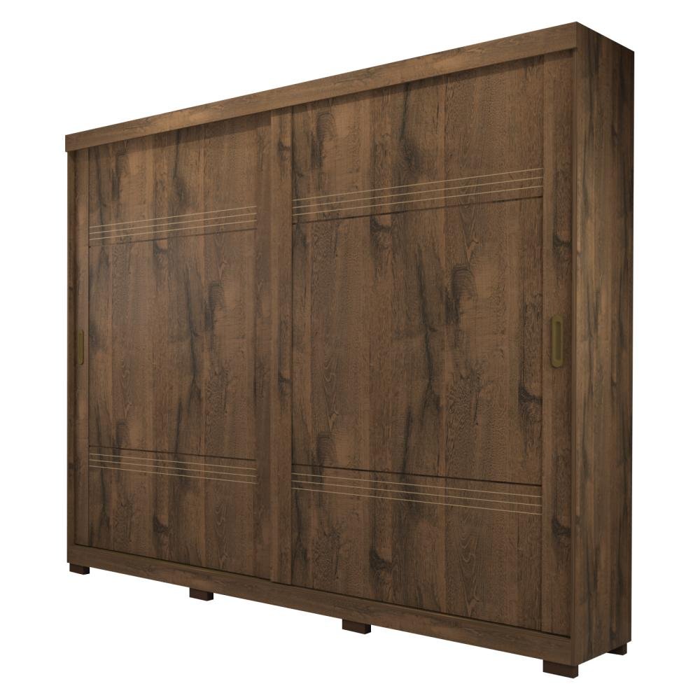 Guarda Roupa Casal em MDF 2 Portas 3 Cabideiro 6 Prateleiras 3 ...