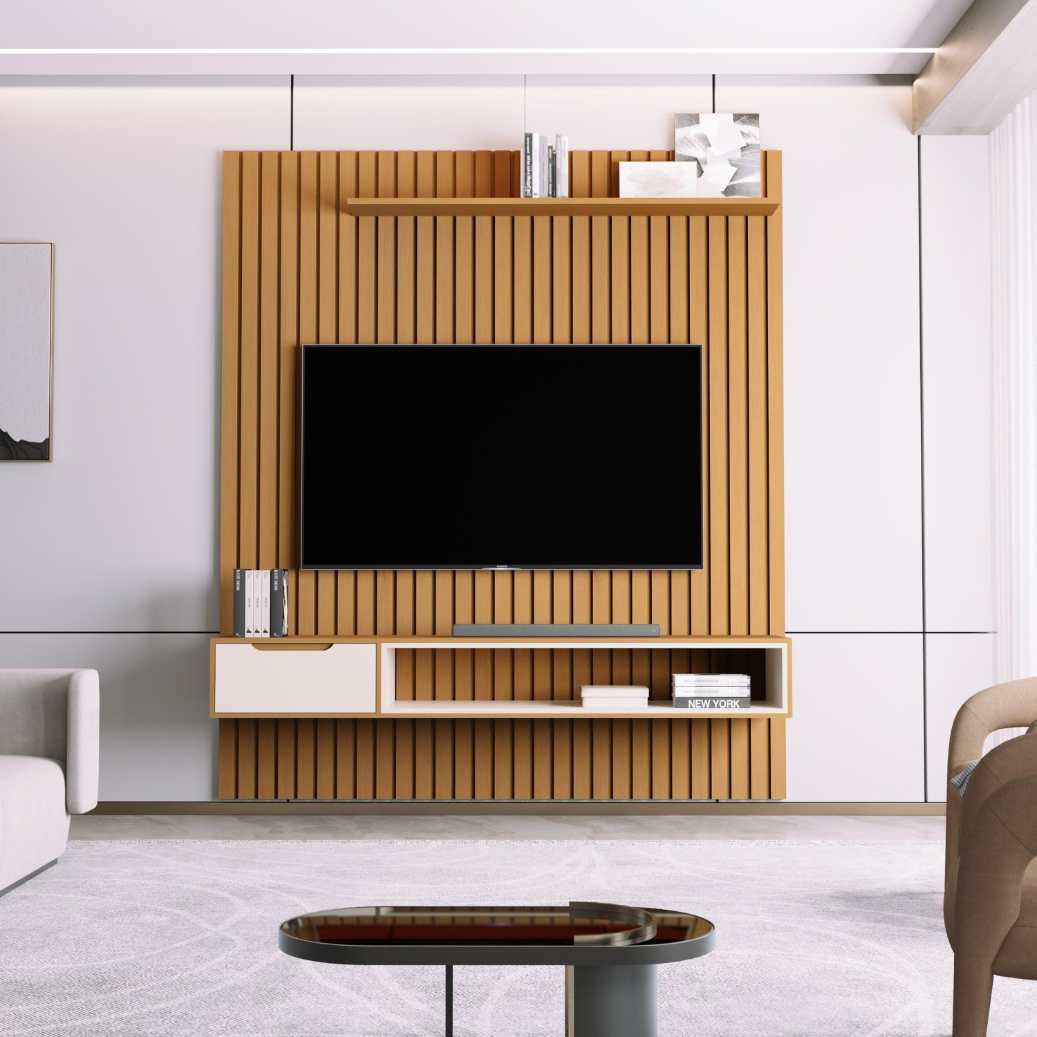 Painel para Tv até 75 Polegadas Ripado Tucumã 1.8 | MadeiraMadeira