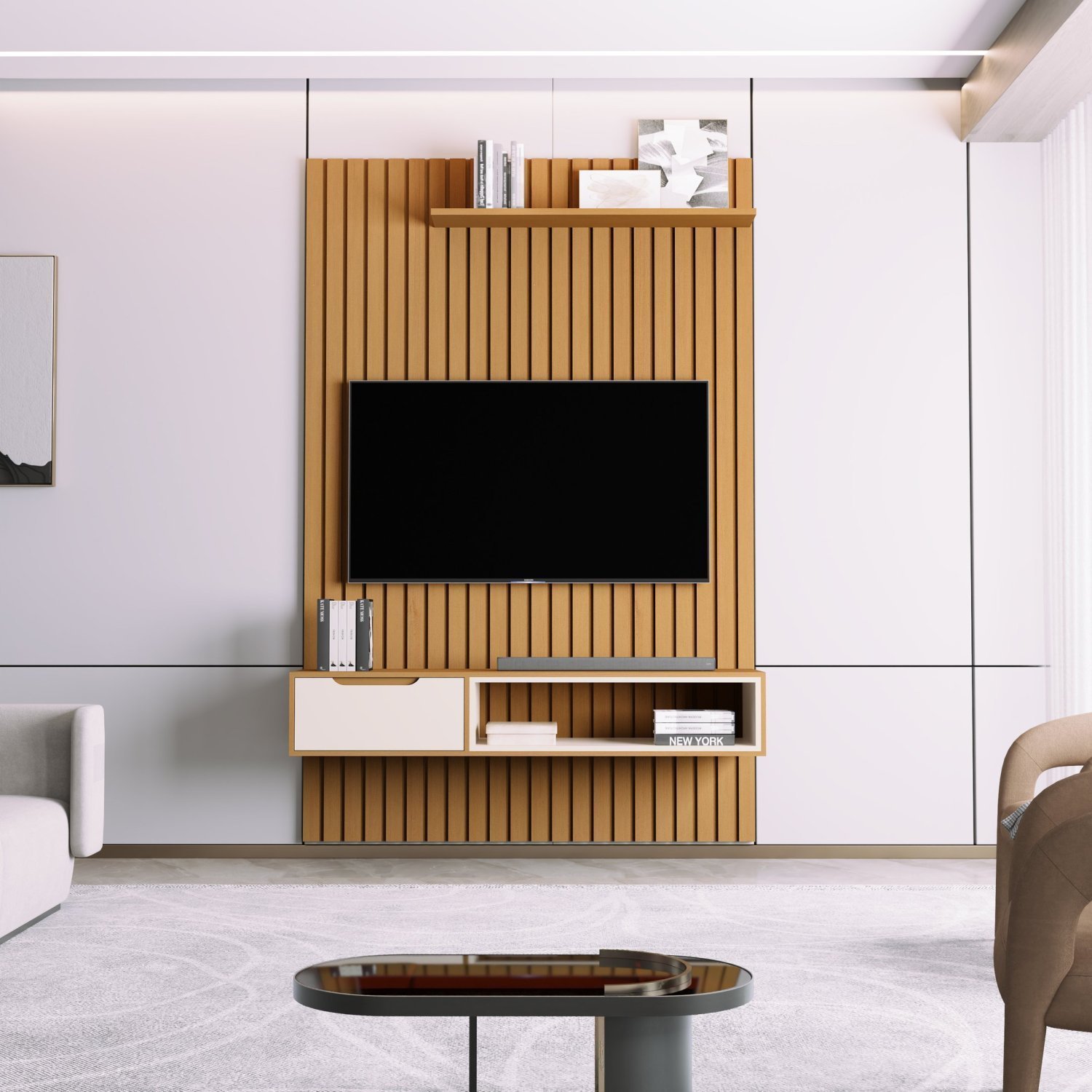 Painel para Tv até 58 Polegadas Ripado Tucumã 1.4 | MadeiraMadeira