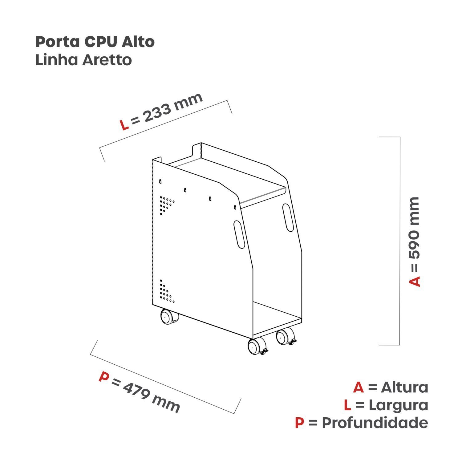 Porta Cpu Alto 590x233x479mm P25 | MadeiraMadeira