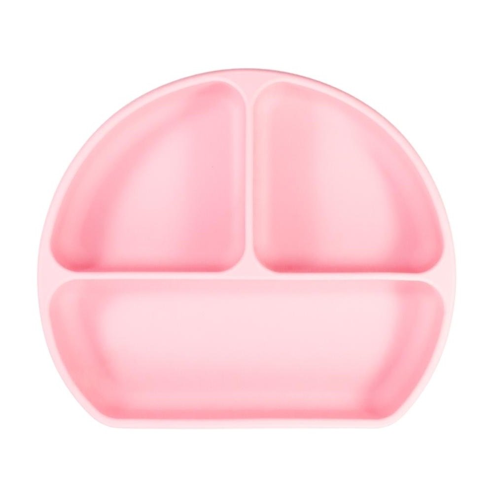 Kit Alimentação Bebe Prato Com Tampa Garfo Colher Silicone BLW Rosa ...