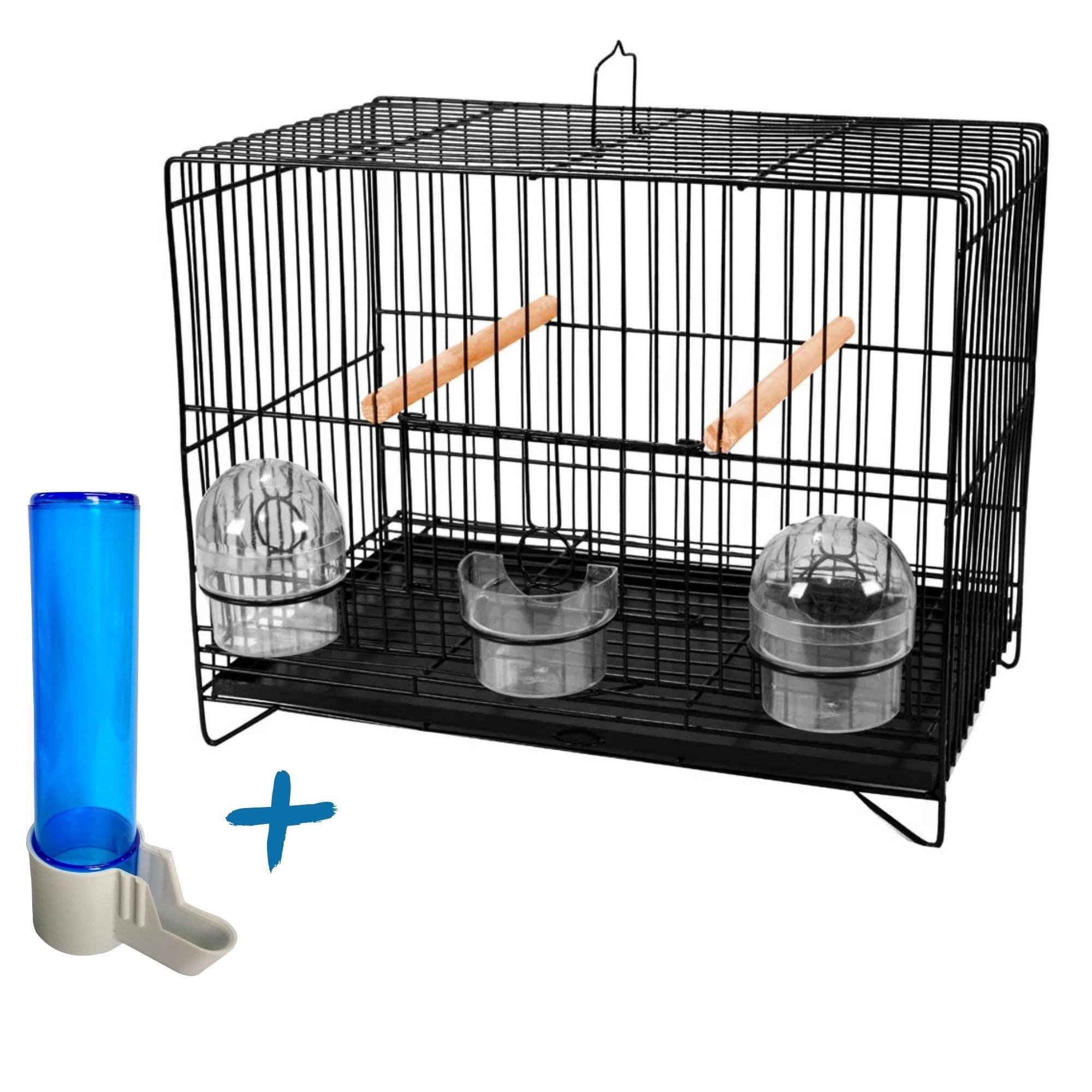 Gaiola Exposição para Canário 3 Comedouros e Bebedouro - Preta ...