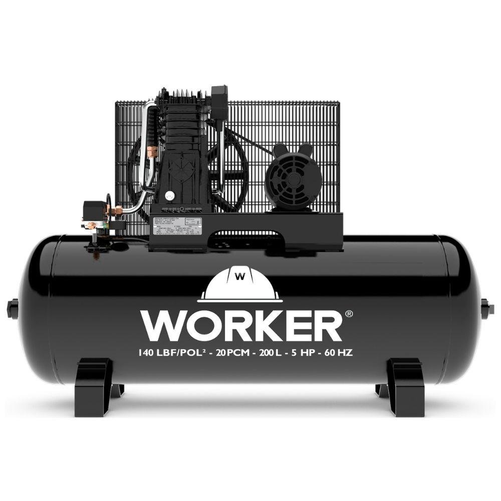 Compressor de Ar 20pcm 200l 140psi 5hp 220/380v Trif Worker ...