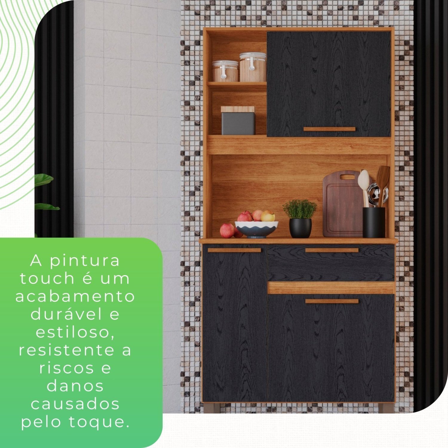 Armário de Cozinha 3 Portas 1 Gaveta Lia | MadeiraMadeira