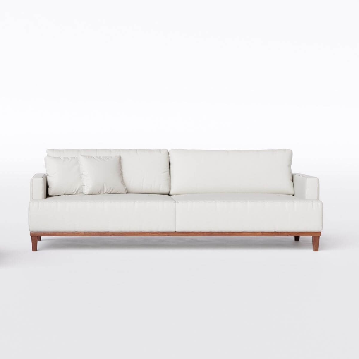 Sofá Living Doha 2,68m em Couro Off White - Home Mobily | MadeiraMadeira
