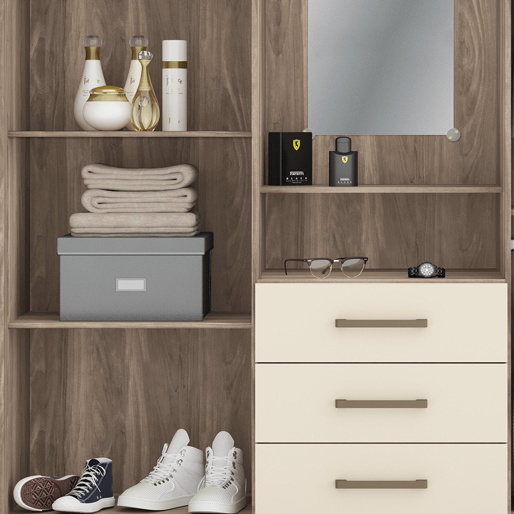 Guarda Roupa 4 Portas e 3 Gavetas Caiobá Castanho Off White 159cm ...