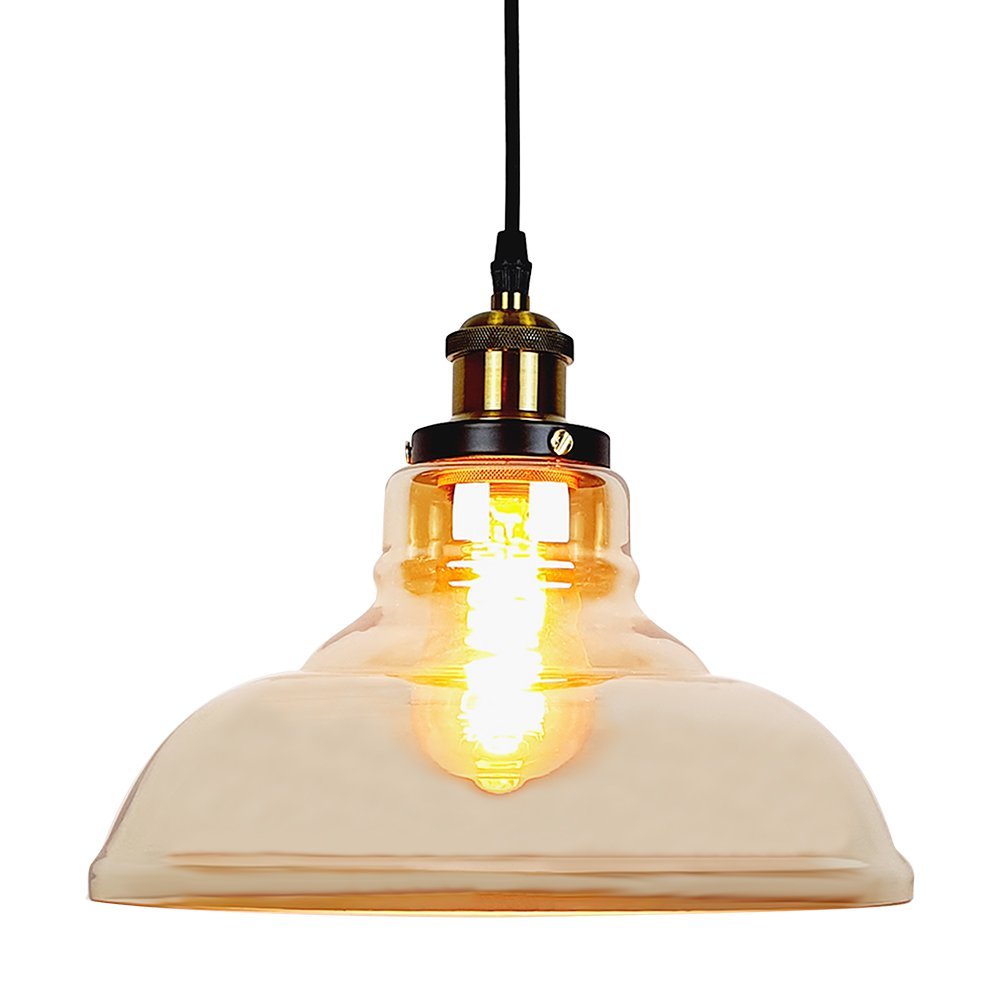 Kit Pendente de Vidro Âmbar Citrino + Lâmpada LED Bivolt Filamento ...