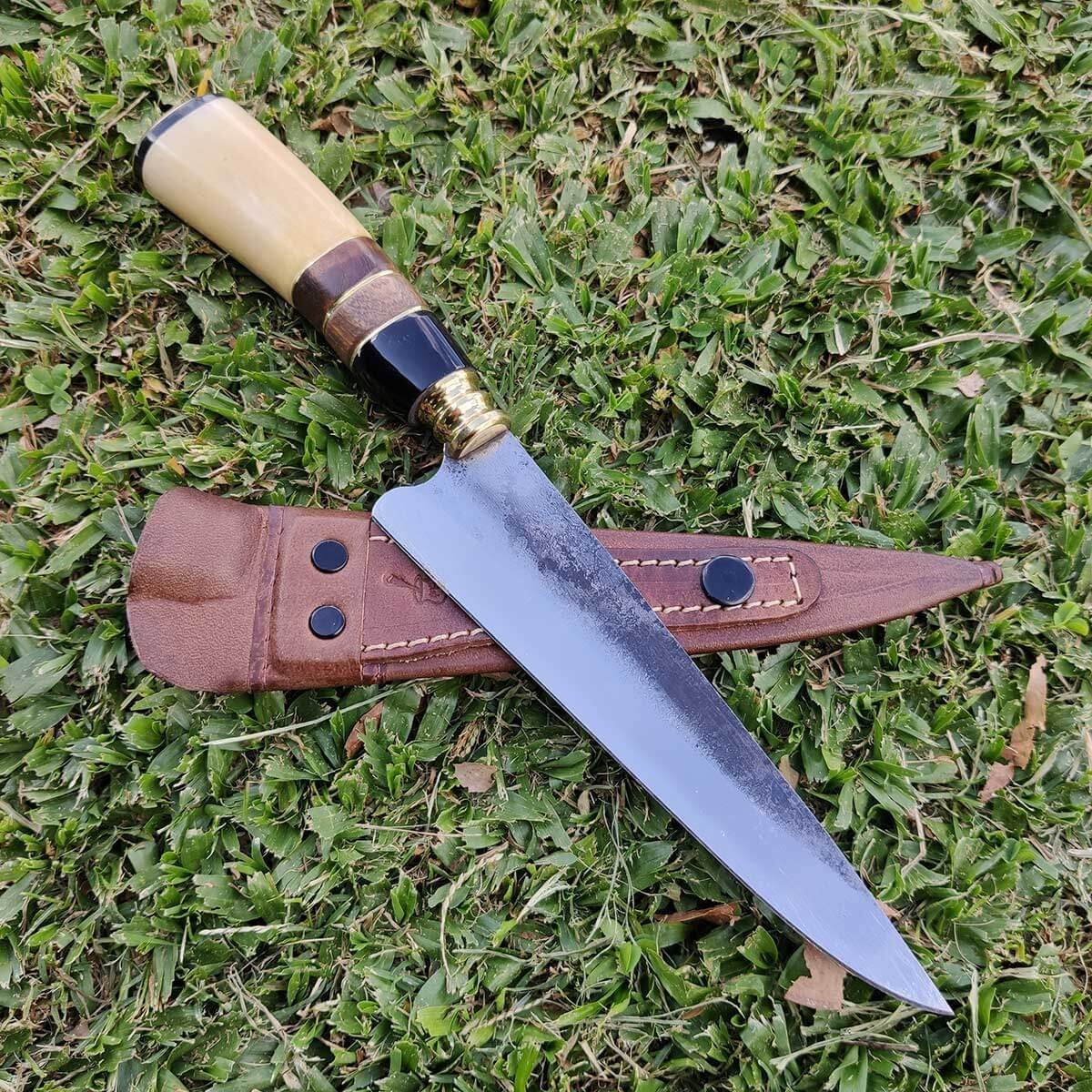 2 Facas Modelo Tesoura de Tosquia Artesanal 7' Gaúcha Churrasco Carbono ...