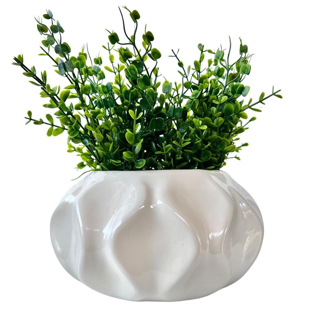 Vaso Cachepot Off Onda Ondulação 3d para Mesa Lateral | MadeiraMadeira