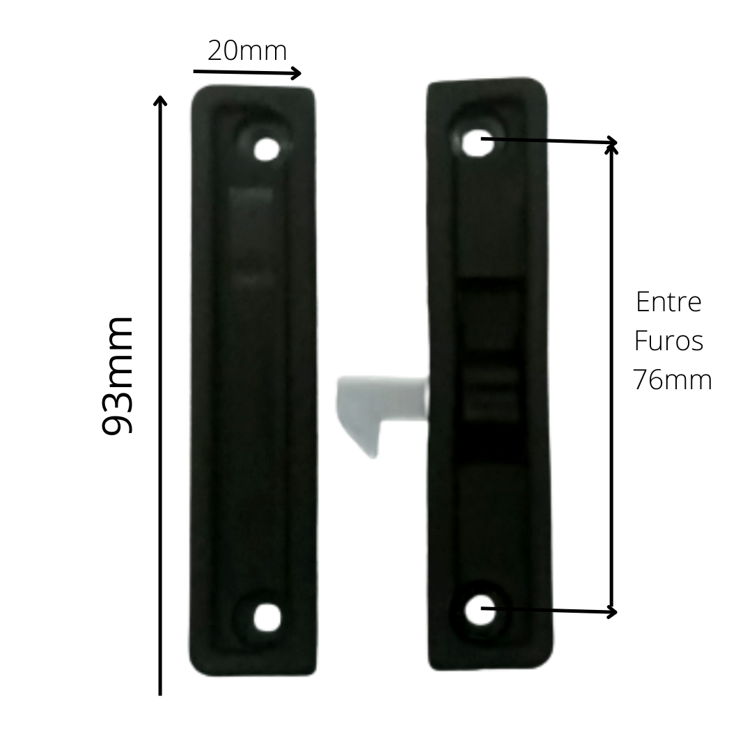 FECHO CENTRAL NYLON JANELA VITRO ALUMINIO L14 16 SOBREPOR RETO ...