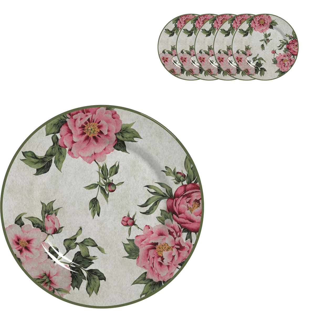 Kit 6x Prato Raso Peonia Plus 28,5cm Alleanza 1123-101 | MadeiraMadeira
