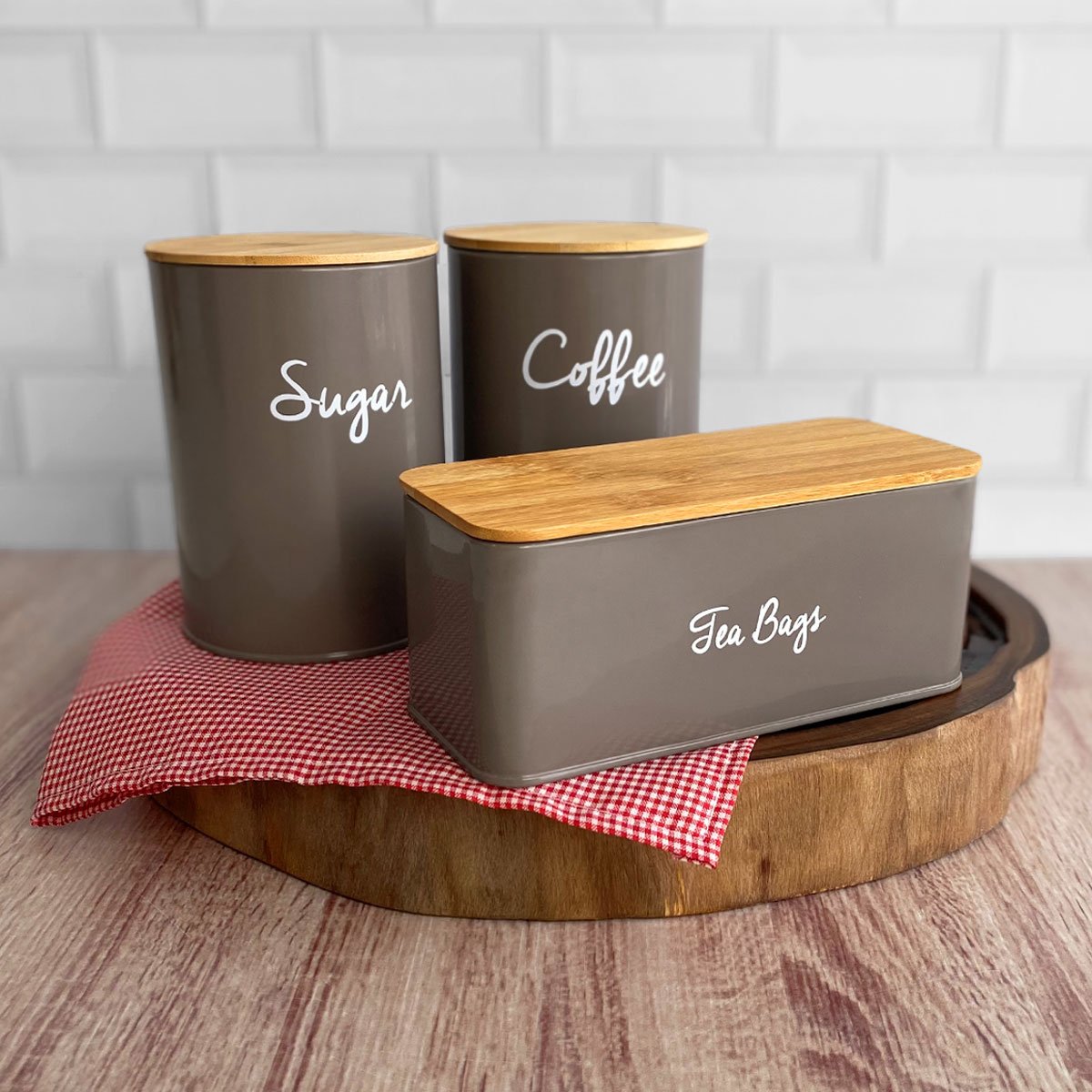 Lata Porta Condimentos Coffee Pote Para Café Aço e Bambu Haus Concept ...