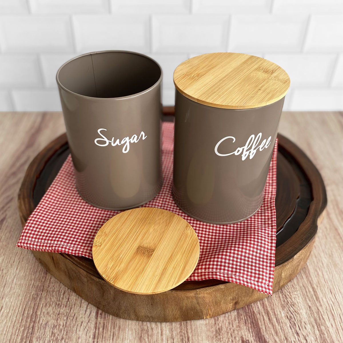 Lata Porta Condimentos Coffee Pote Para Café Aço e Bambu Haus Concept ...