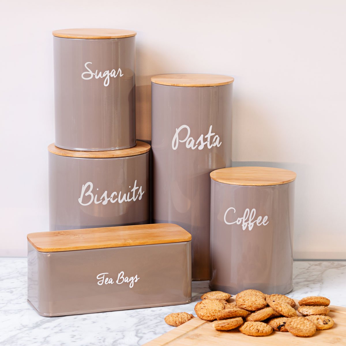 Lata Porta Condimentos Coffee Pote Para Café Aço e Bambu Haus Concept ...