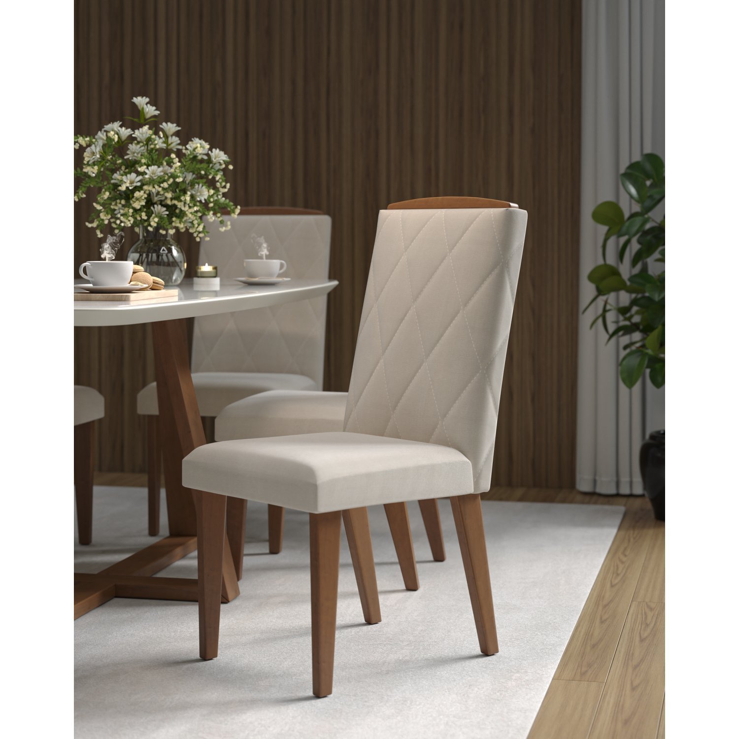 Kit 2 Cadeiras Daisy com Pés em Madeira Maciça | MadeiraMadeira