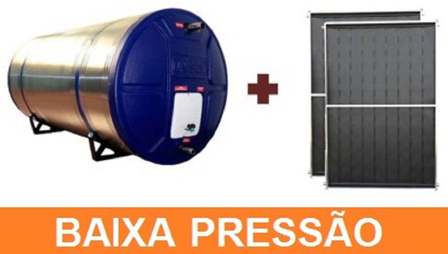 Kit Aquecedor Solar Com Boiler 200 Litros Aço 316L Nível com 2 placas ...