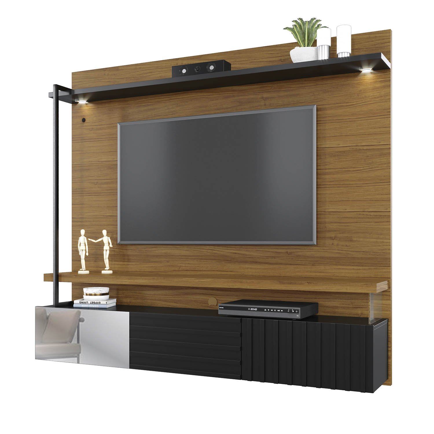 Painel para TV Home Suspenso Atalaia Noce Milano/ Preto Fosco - Colibri ...
