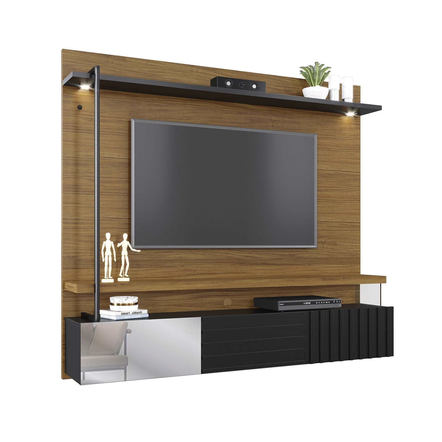 Painel para TV Home Suspenso Atalaia Noce Milano/ Preto Fosco - Colibri ...