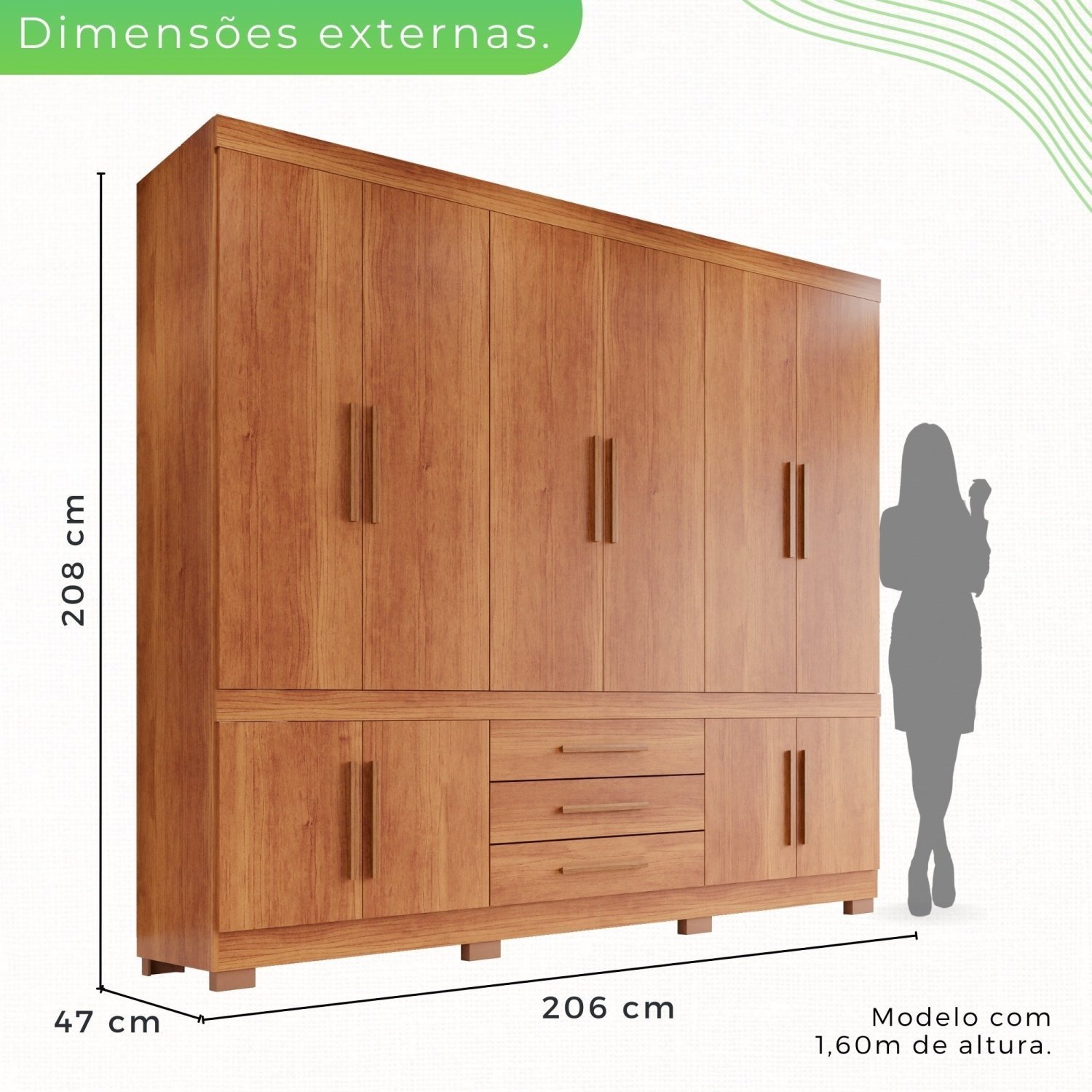 Guarda-roupa 10 Portas 3 Gavetas Parma Premium | MadeiraMadeira