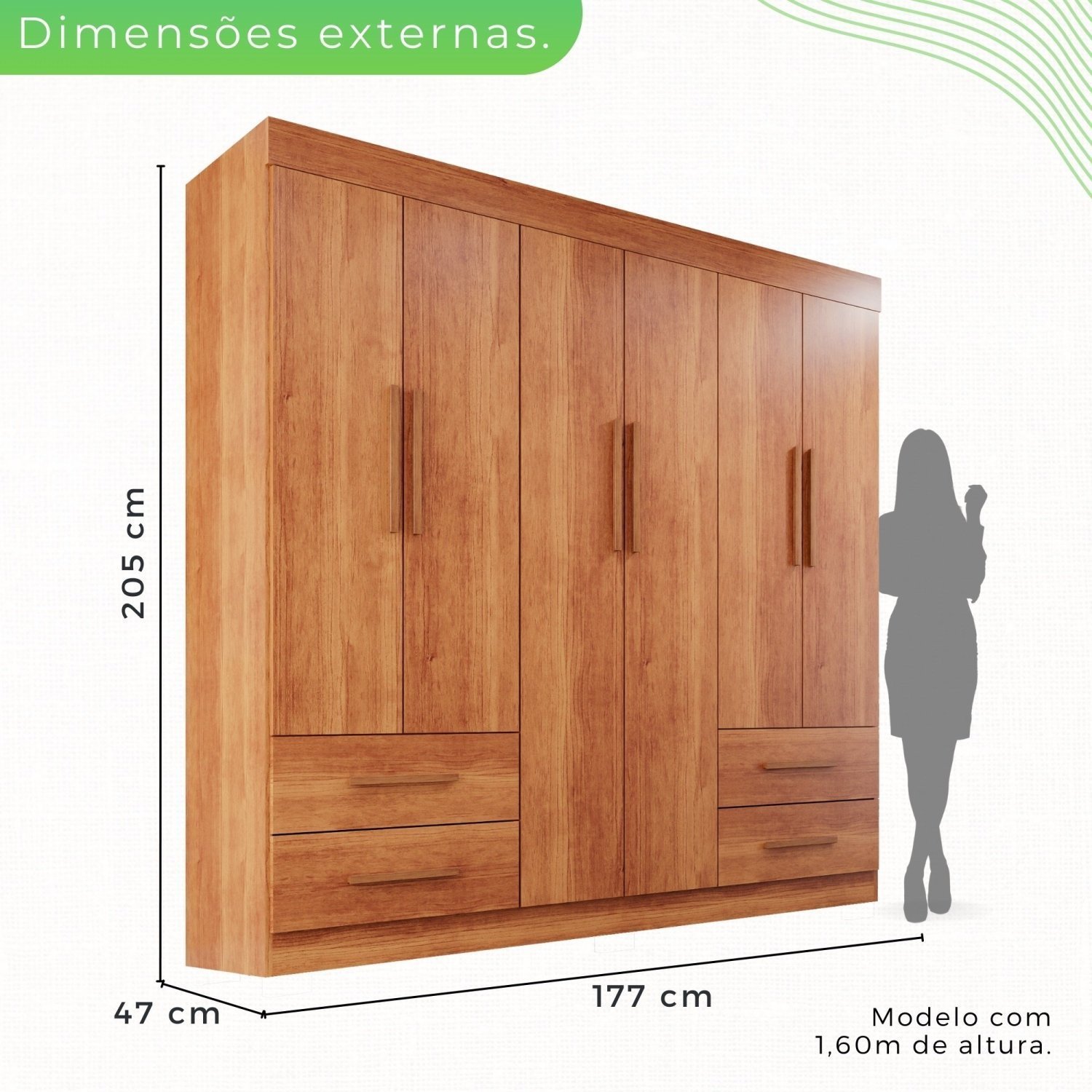 Guarda-roupa Casal 6 Portas 4 Gavetas Verona Premium | MadeiraMadeira