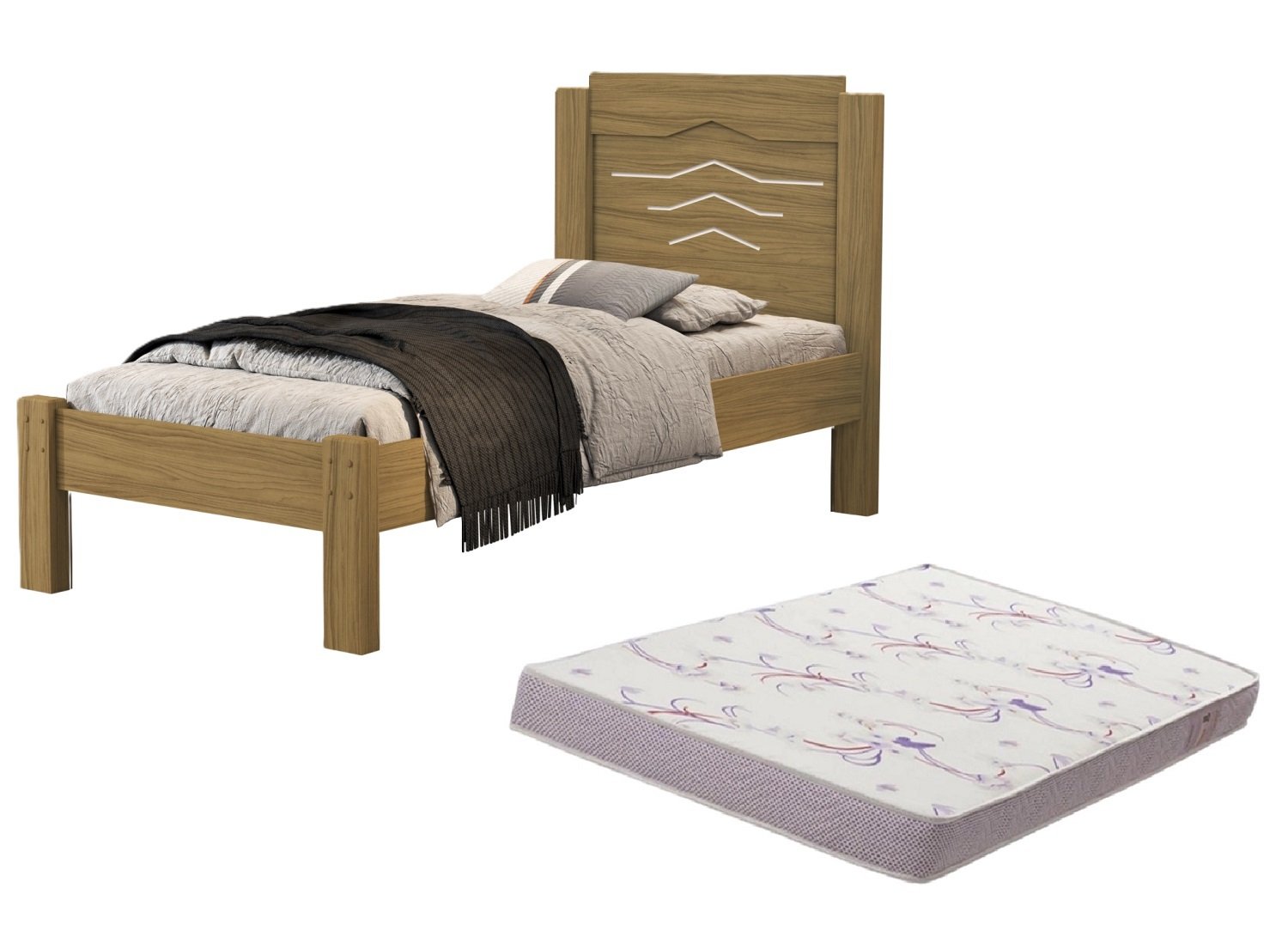 Cama de Solteiro Sofia Nature Quarto Moderna Estilo Classico com ...