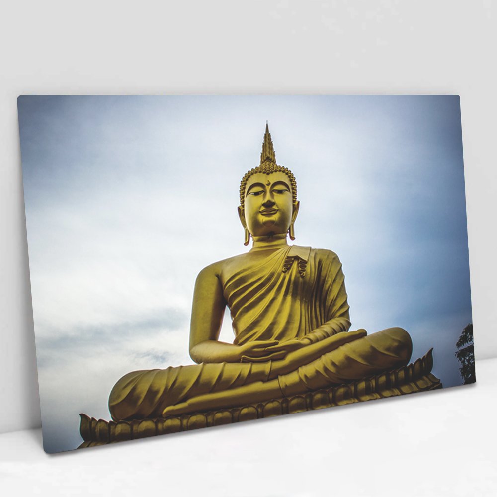 Quadro Decorativo em Canvas Buda Meditativo - Moldura Madeira - 120 x ...
