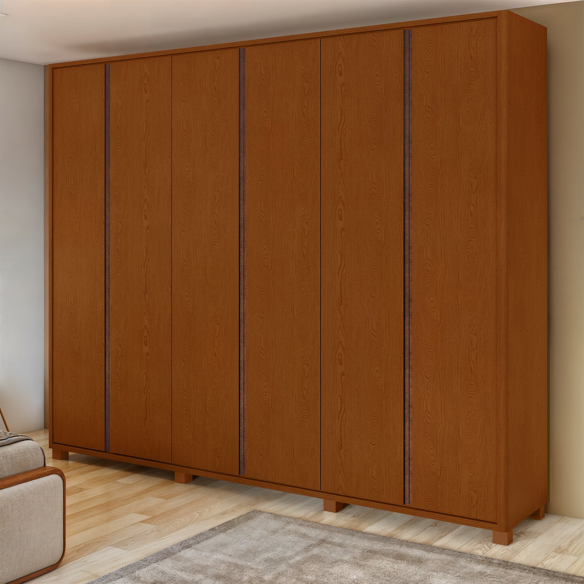 Guarda-roupa Casal Leder 6 Portas com Pés 100% MDF | MadeiraMadeira