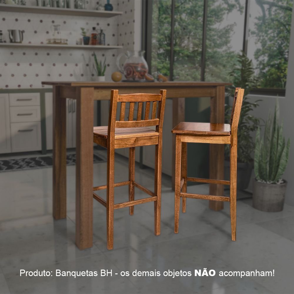 Kit 2 Banquetas Gourmet Rústica para Restaurantes em Madeira Maciça Bh ...