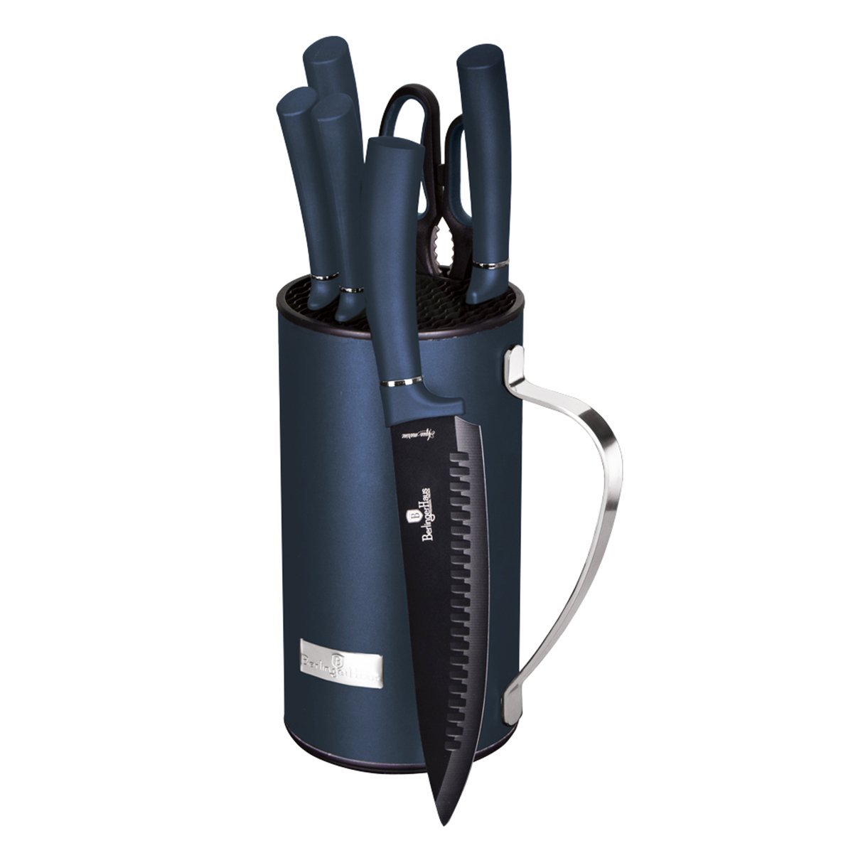 Jogo 5 Facas Tesoura Suporte Tripla Camada de Mármore 7pçs Aquamarine ...