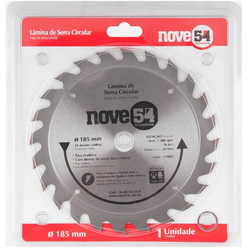 KIT 2 Lâmina De Serra Circular Duro/vídea 185mm 24 Dentes Nove54 ...