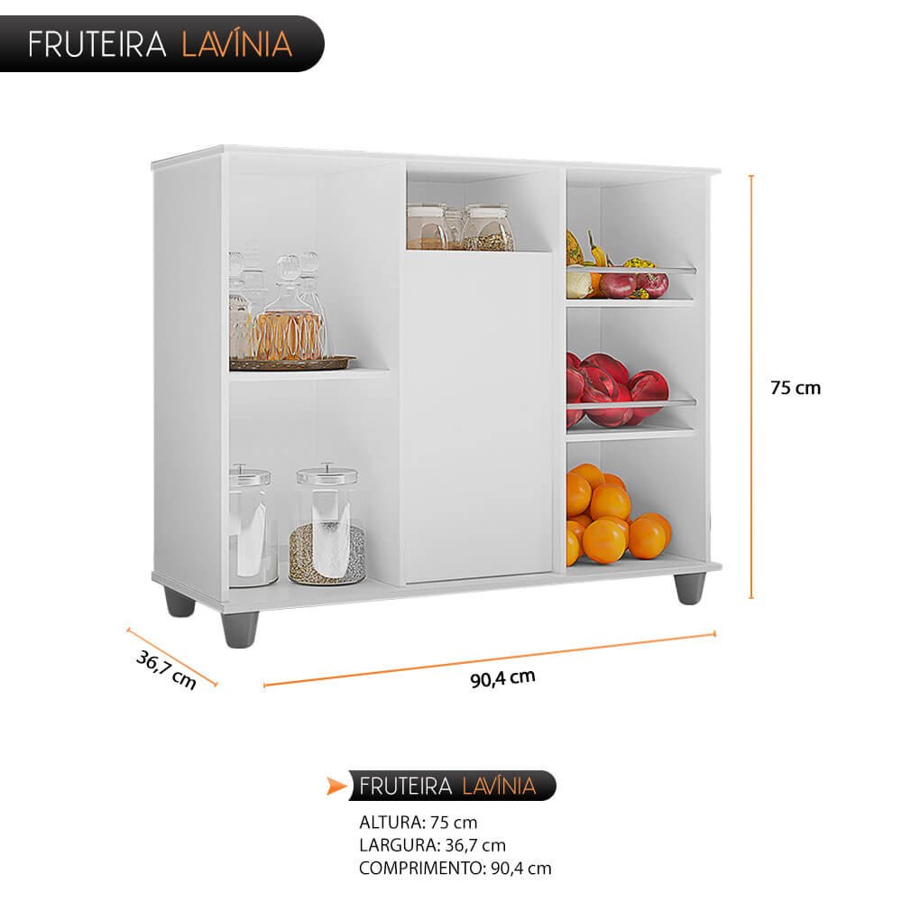 Fruteira Multiuso para Cozinha 1 Porta Lavínia Branco - Ambiance Móveis ...