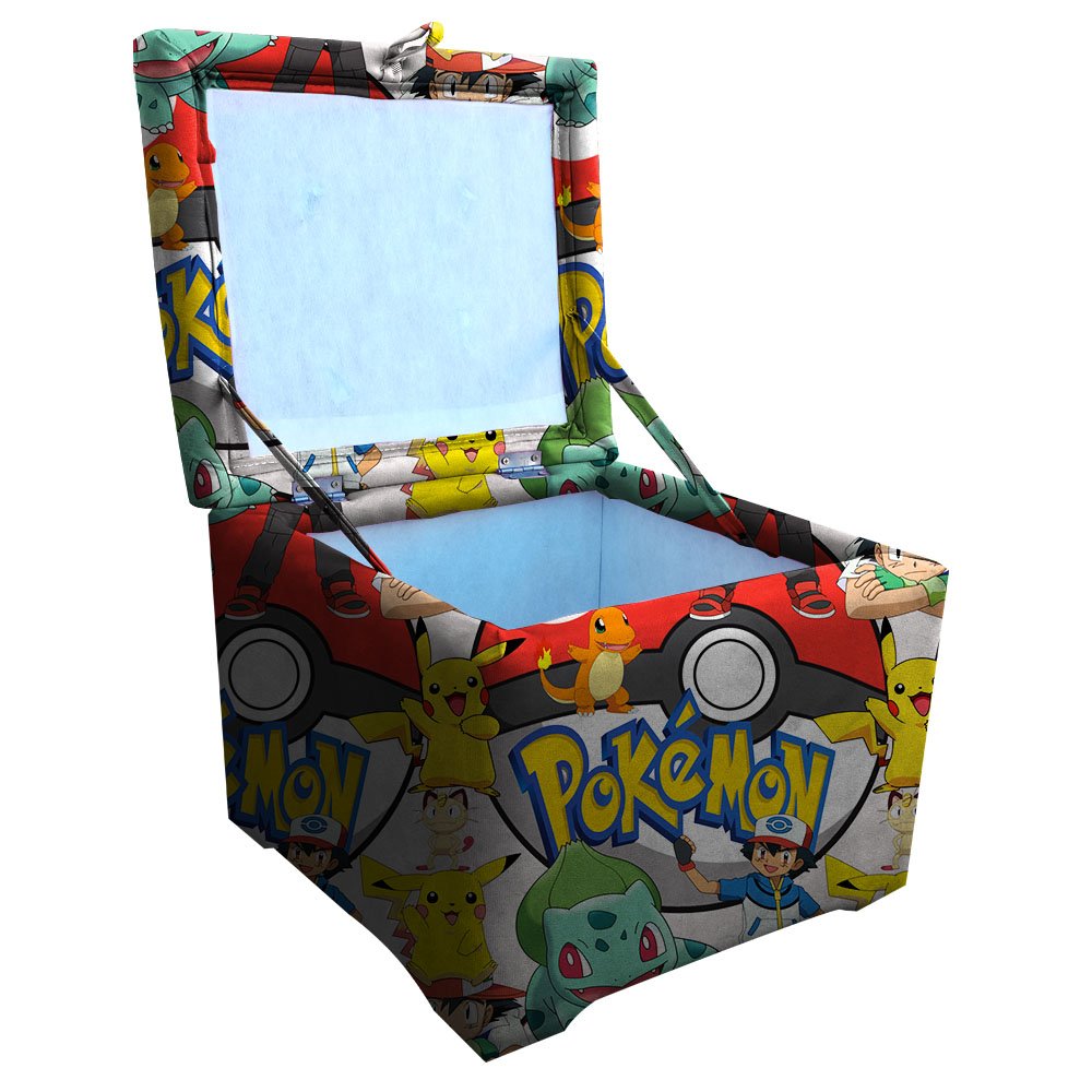 PUFF DADO BAU ANGEL GUARDA VOLUMES 45X45X45 CM - POKEMON | MadeiraMadeira
