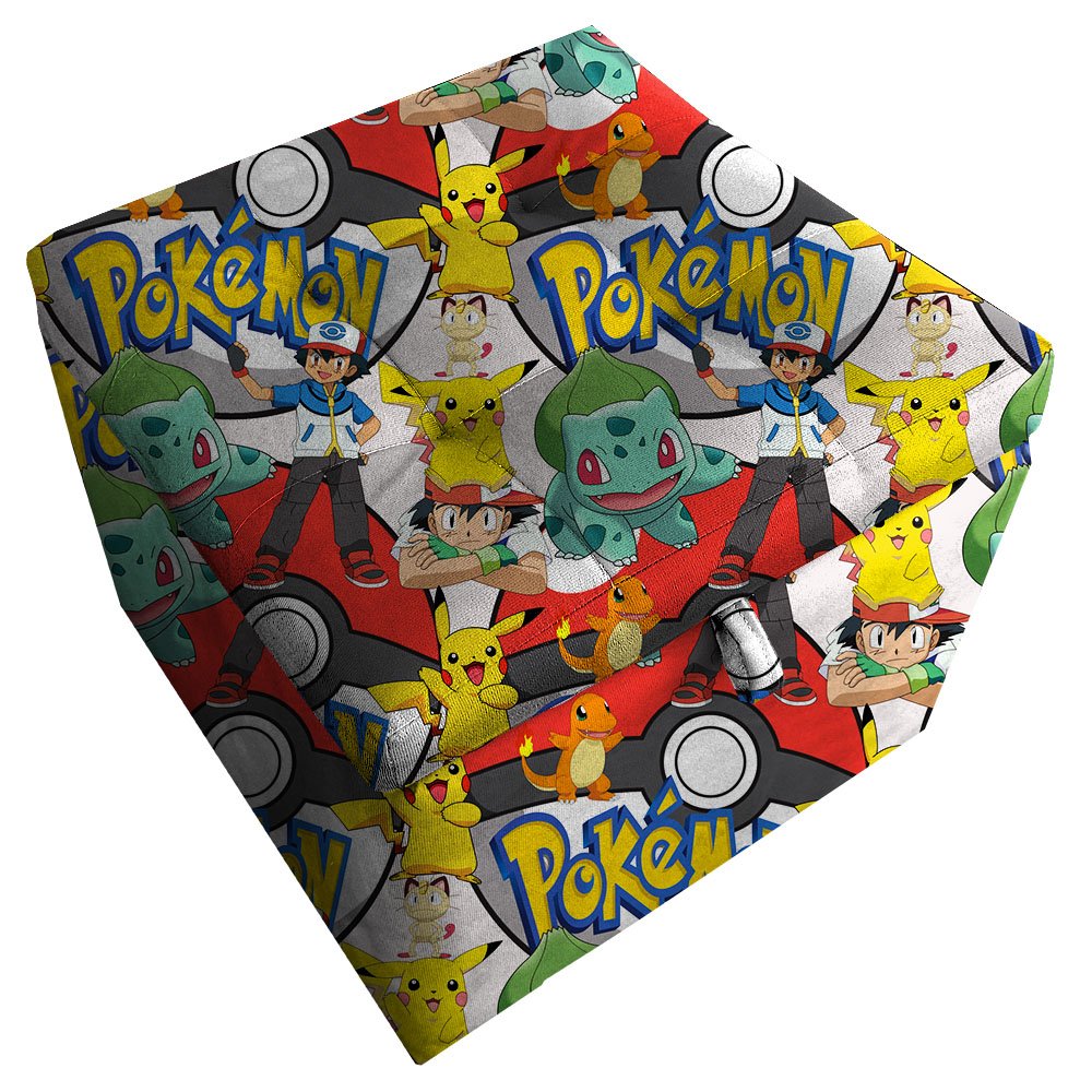 PUFF DADO BAU ANGEL GUARDA VOLUMES 45X45X45 CM - POKEMON | MadeiraMadeira