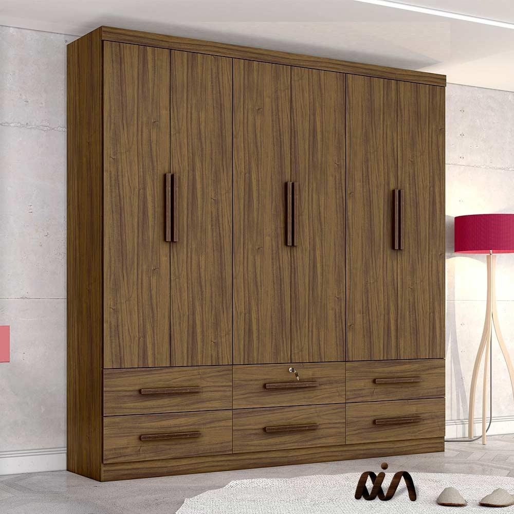 Guarda Roupa Casal Grande 6 Portas Nogal Maximus Plus Zanzini ...
